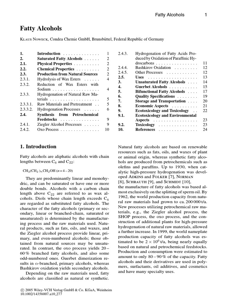 Ullmann-Fatty Alcohols | PDF | Ester | Fatty Acid