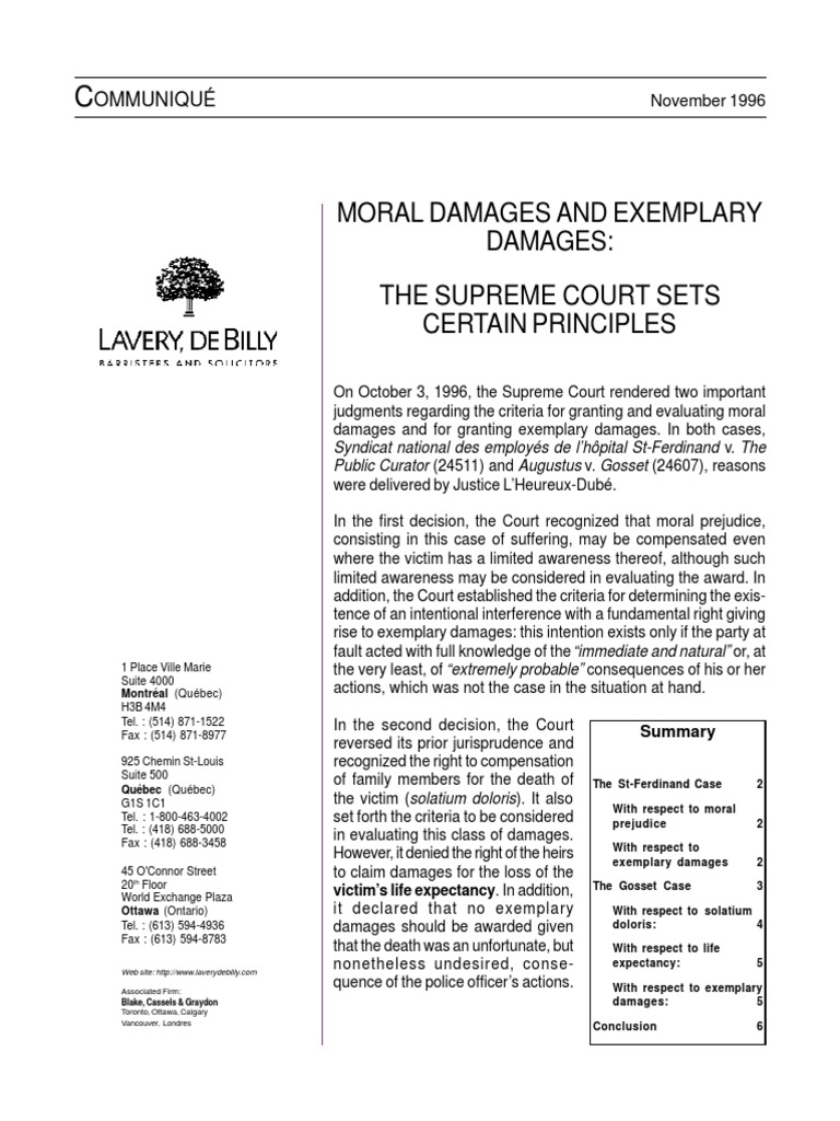 32 en V Moral Damages and Exemplary Damages The Supreme Court Sets ...