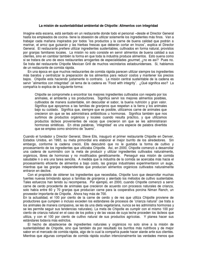 Caso Chipotle. | PDF | Carne | Alimentos