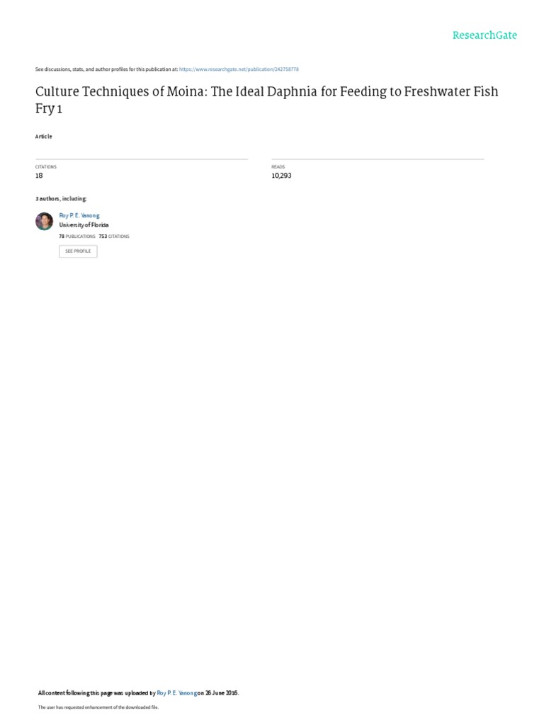 Moina Culture Edición 2018 | PDF | Reproduction | Phytoplankton