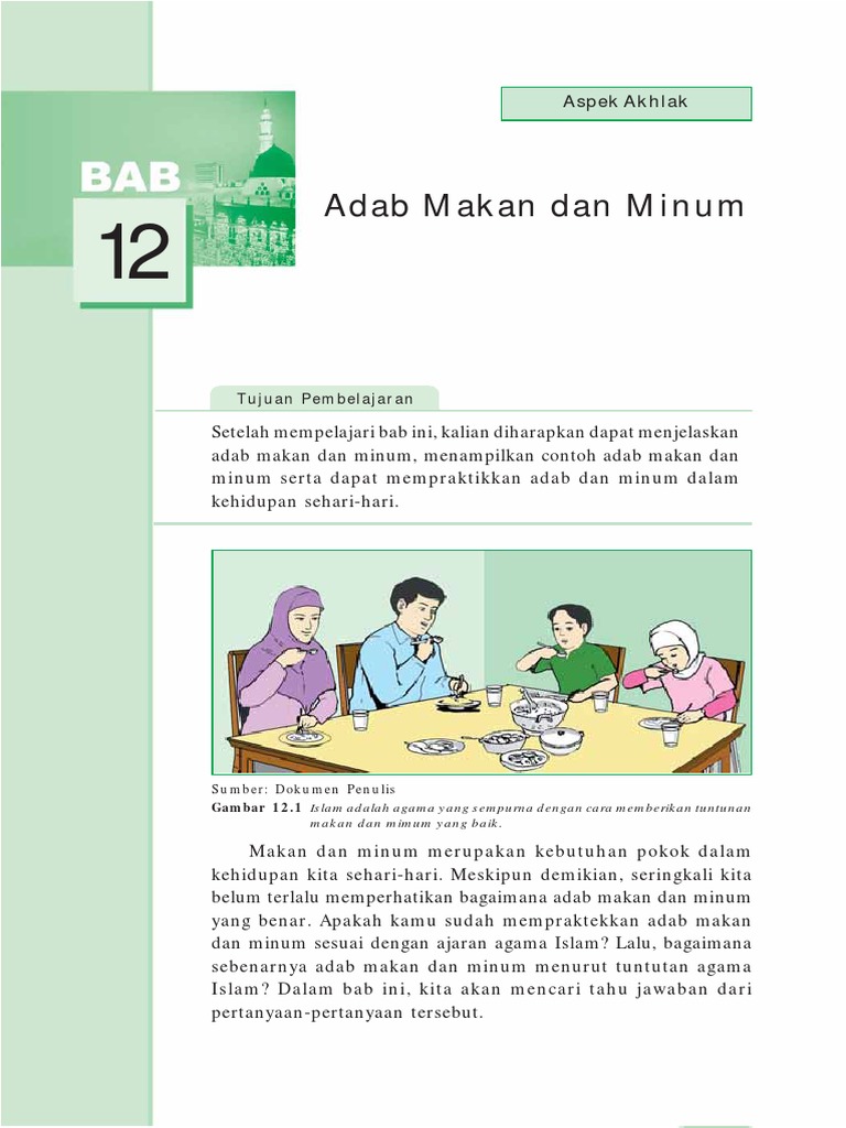 PAI Kelas 8. Bab 12. Adab Makan Dan Minum | PDF | Pengembangan Diri