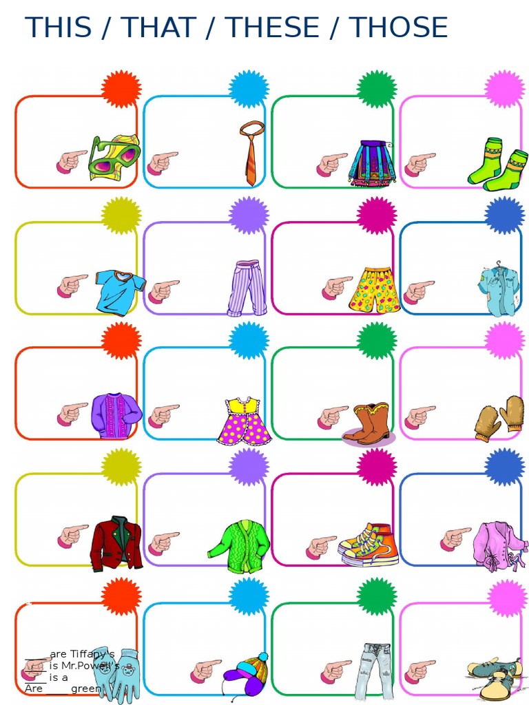 Demonstratives This That These Those Esl Worksheet | PDF | Cooking ...