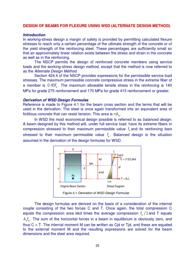 5) Design of Beams Using WSD | PDF | Beam (Structure) | Bending