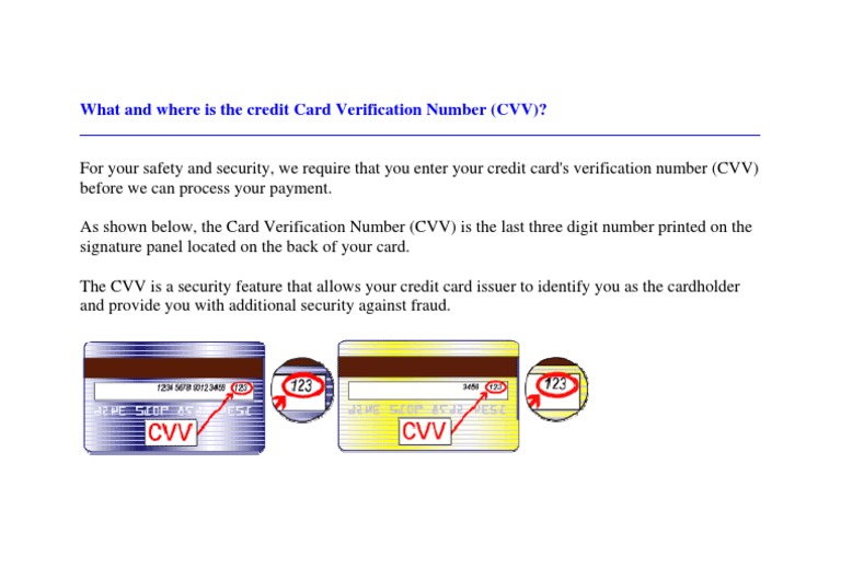What and Where Is The Credit Card Verification Number (CVV) ? | PDF ...