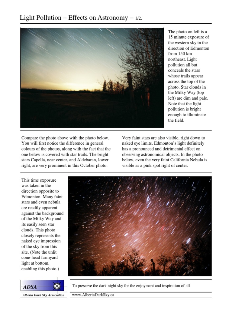 Light Pollution's Impact on Astronomy | PDF | Stars | Astronomy
