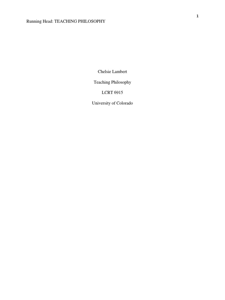 Teaching Philosophy-Chelsie Lambert | PDF | Reading (Process) | Reading ...