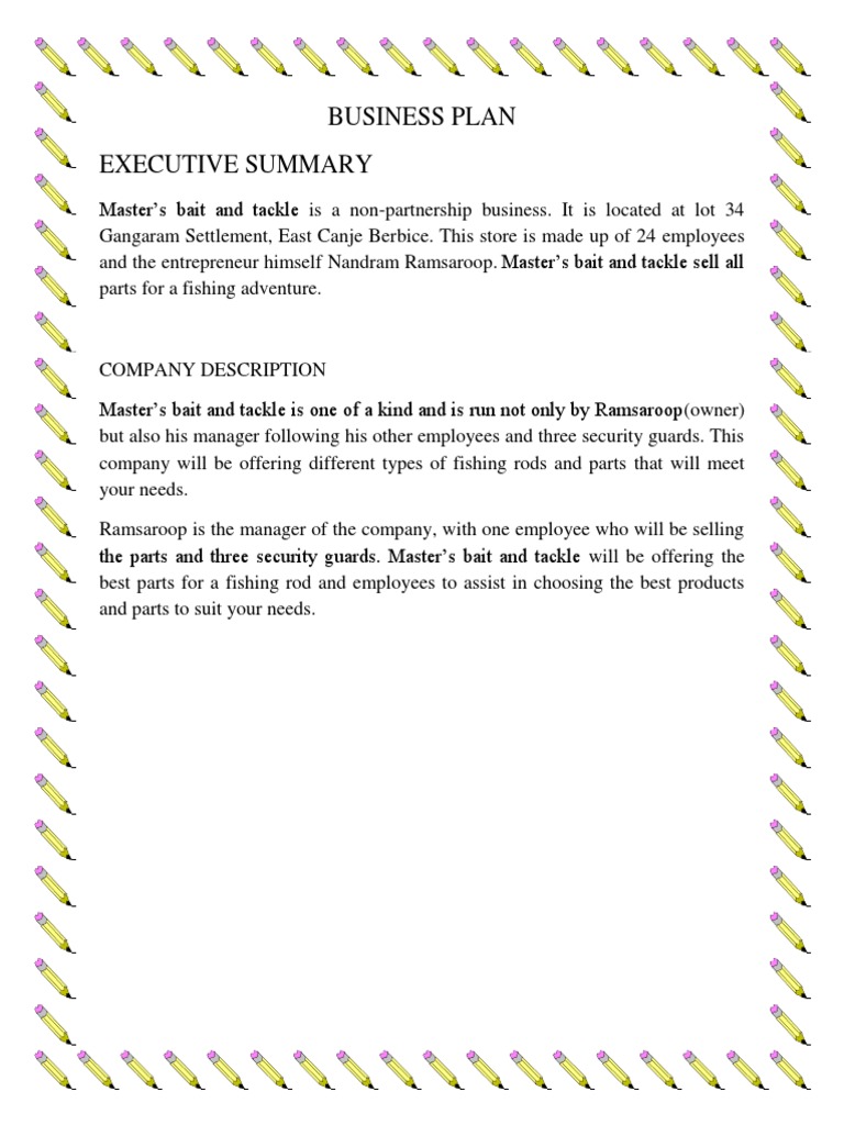 Technical Drawing Business Plan | PDF | Fishing Rod | Loans