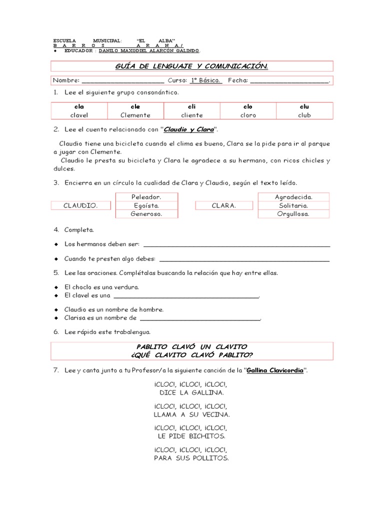 Grupo Consonántico CL | PDF