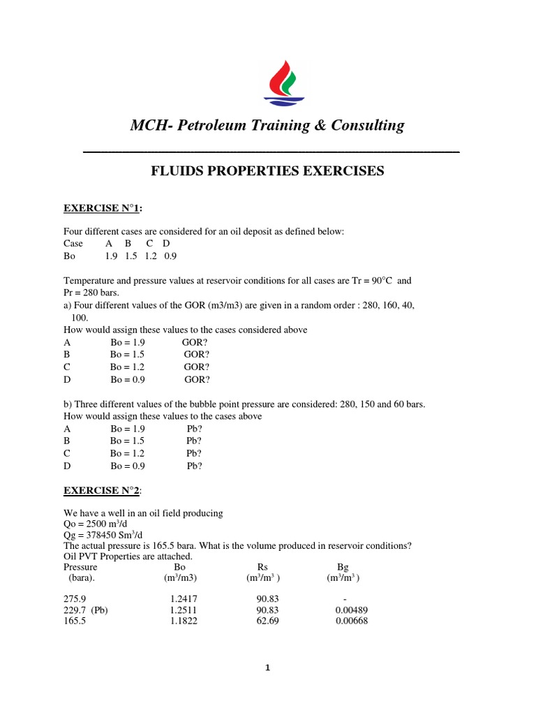 MCH-Fluids Properties Excercises | PDF | Petroleum Reservoir | Phases ...