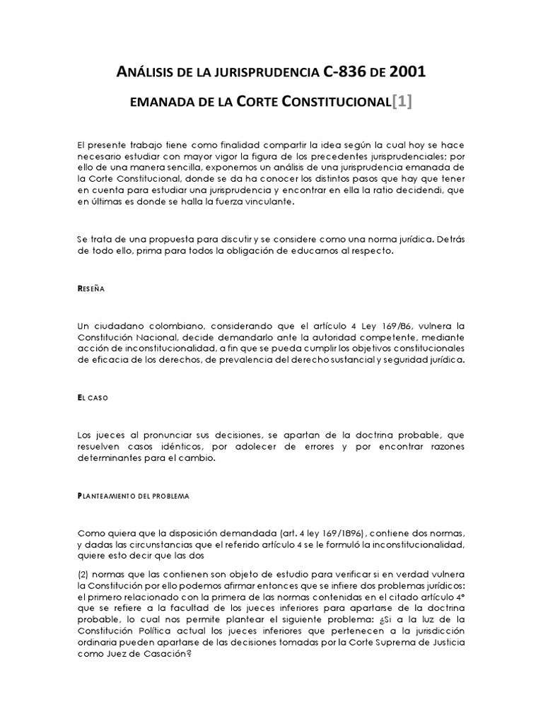 Sentencia C 836 | PDF | Caso de ley | Juez