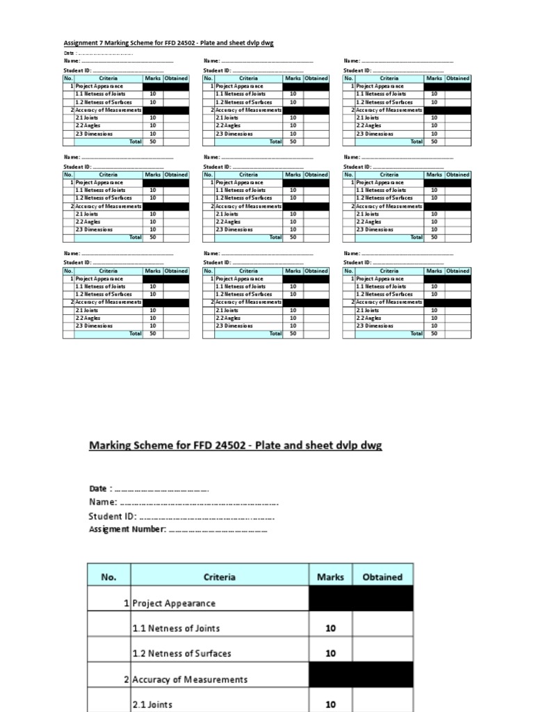 Assignment 7 Marking Scheme For FFD 24502 - Plate and Sheet DVLP DWG | PDF | Applied And ...