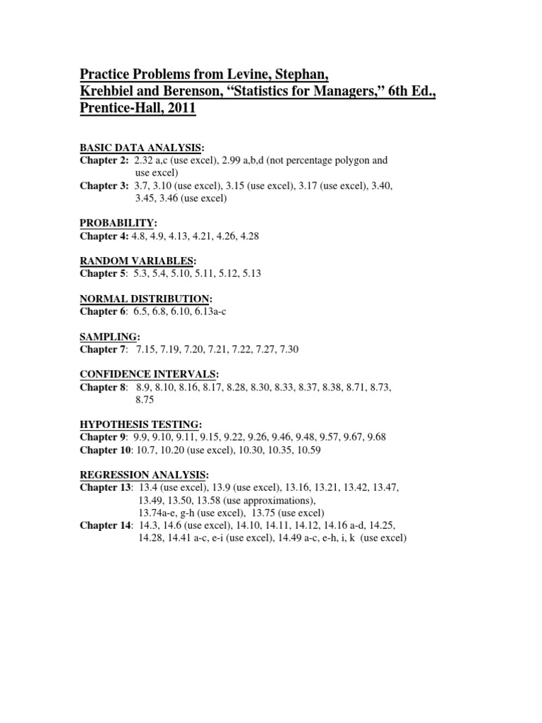 Practice Problems From Levine Stephan KR PDF | PDF | Correlation And Dependence | Standard Deviation