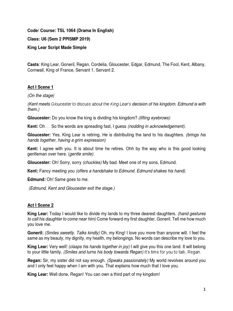 King Lear Full Script Fixed | PDF | King Lear