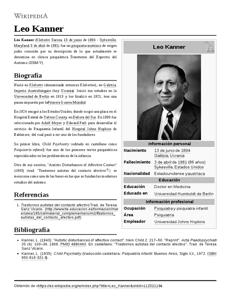 Leo Kanner | PDF | Psiquiatría | Sicología