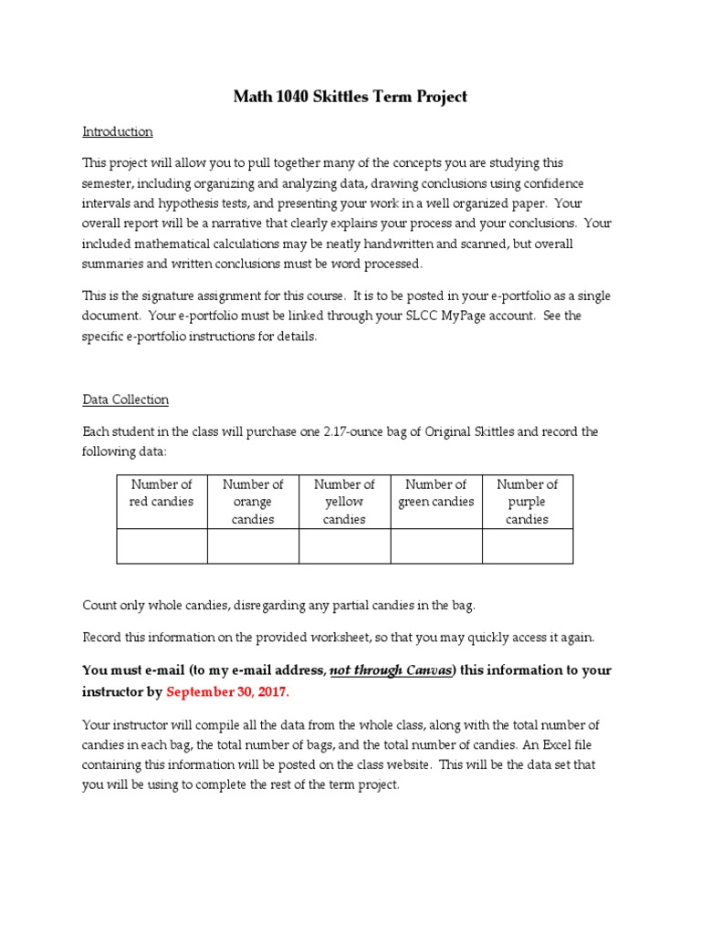 1040 Term Project - Skittles | PDF | Statistical Hypothesis Testing ...