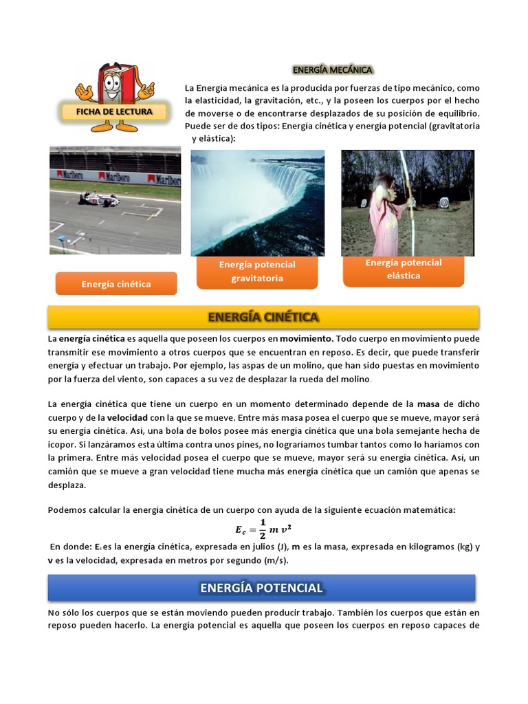 Ficha de Lectura - E. Cinética y Potencial | PDF | Energía potencial ...