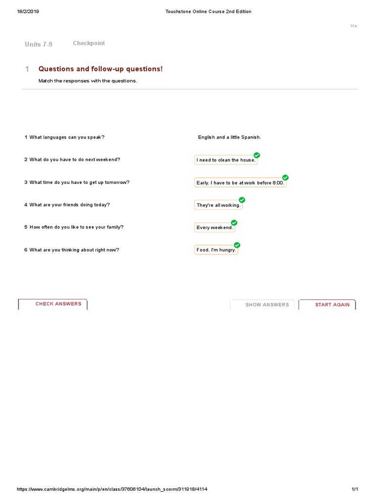 Questions and Follow-Up Questions!: Units 7-9 | PDF