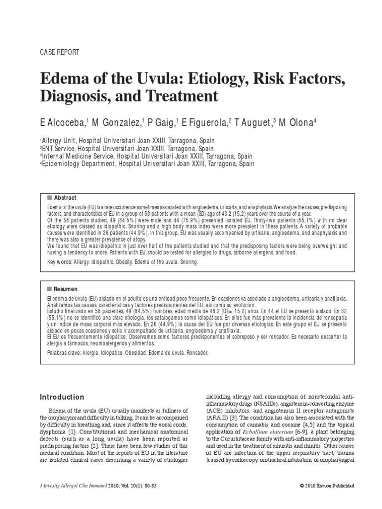 Edema of The Uvula: Etiology, Risk Factors, Diagnosis, and Treatment ...
