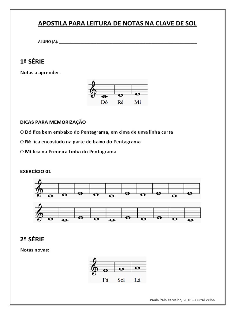 Exercícios para Leitura de Notas Na Clave de Sol | PDF | Intervalo (Música) | Teoria da Música