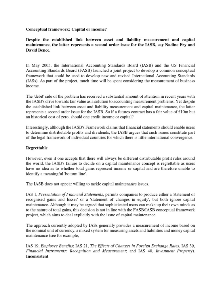 Capital vs. Income in Accounting Standards | PDF | International ...