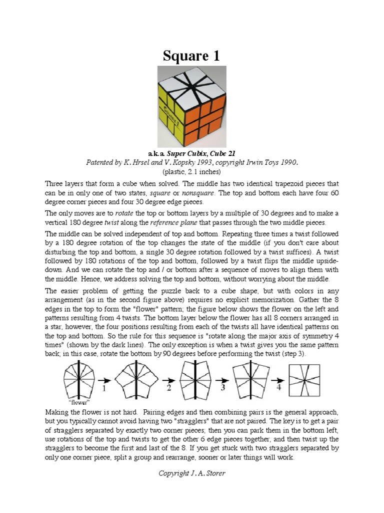 Square 1: A.K.A. Super Cubix, Cube 21 | PDF | Geometry | Teaching ...