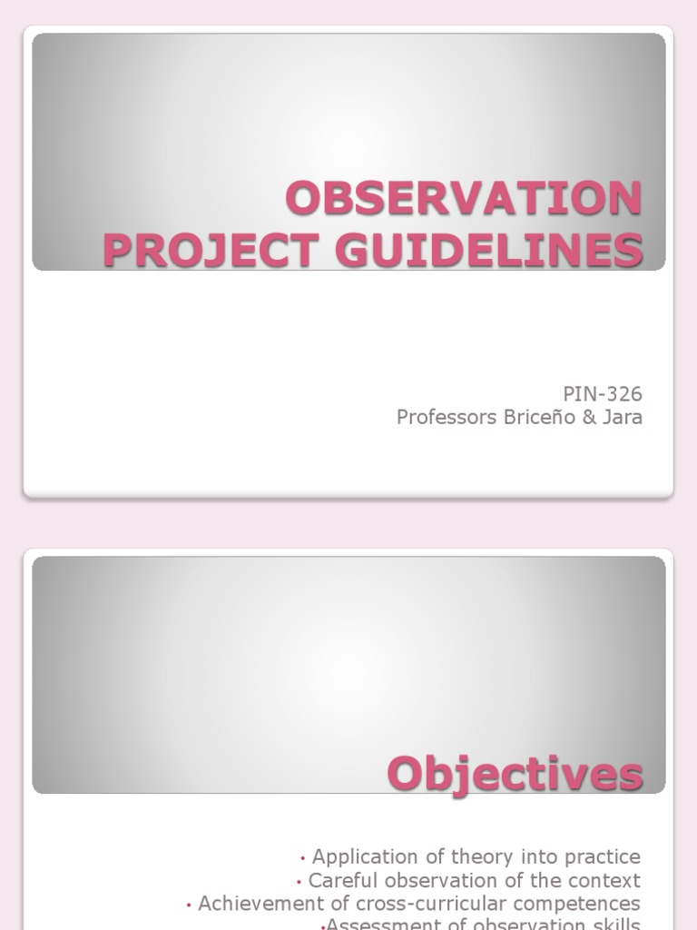 Observation Project Guidelines: PIN-326 Professors Briceño & Jara | PDF ...