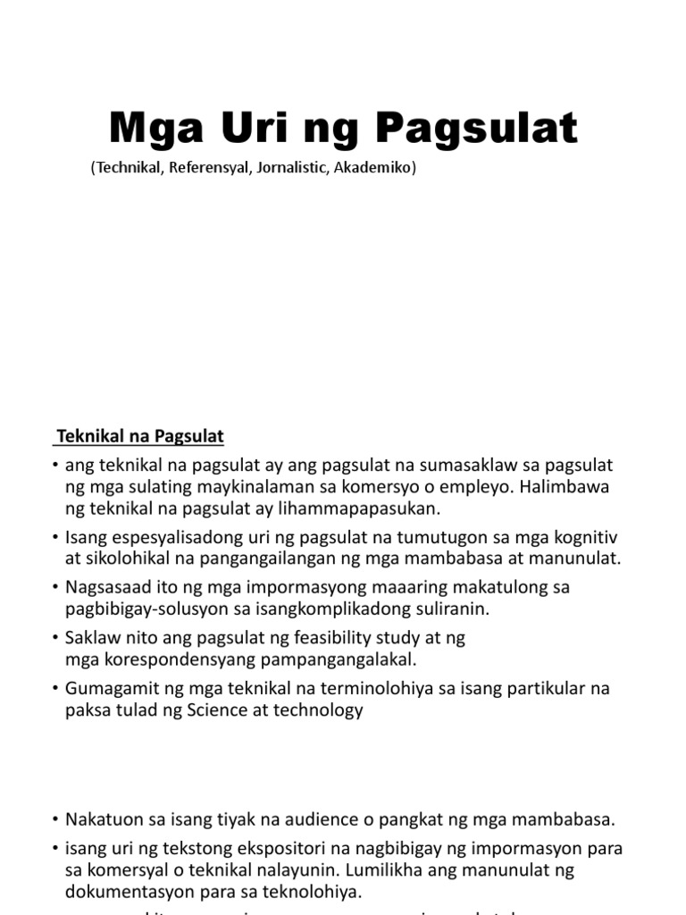 Mga Uri NG Pagsulat | PDF