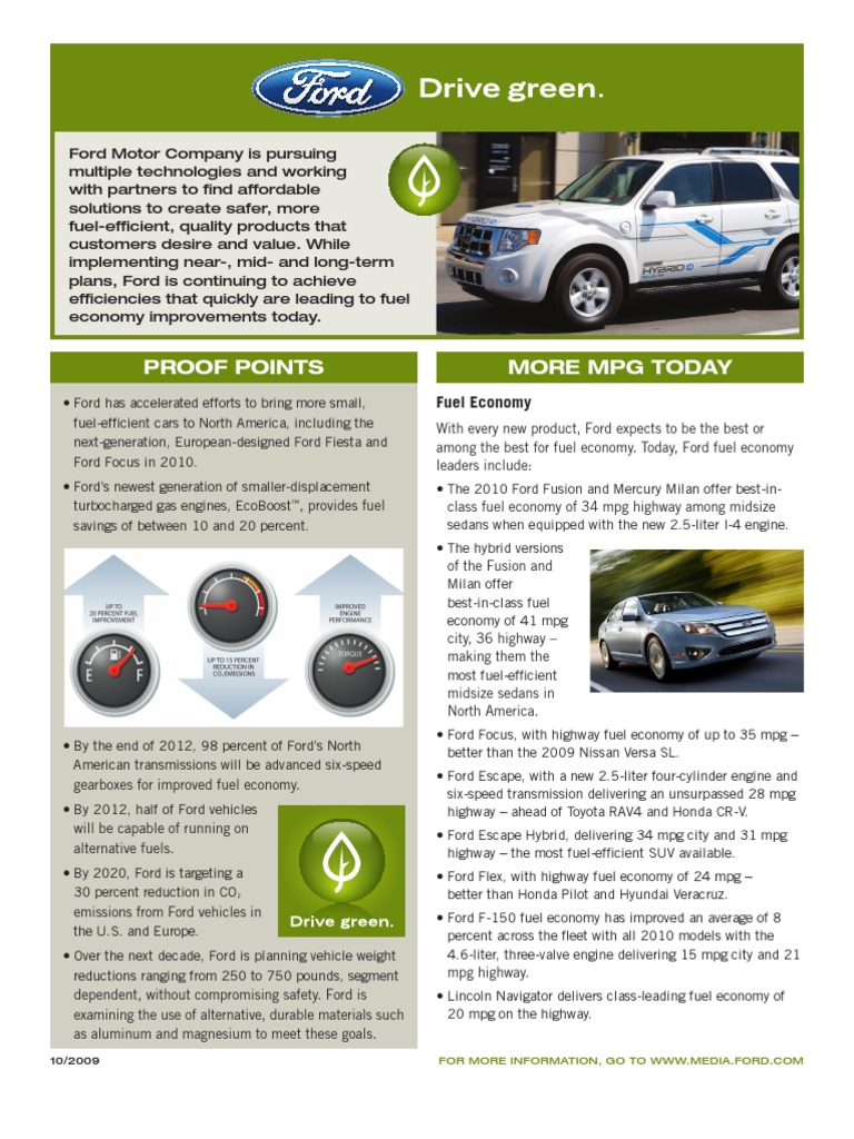 Ford Factsheet Ford Drive Green Oct2009 | PDF | Hybrid Electric Vehicle ...