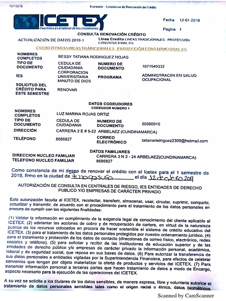 Recibo ICETEX 2019-1 | PDF