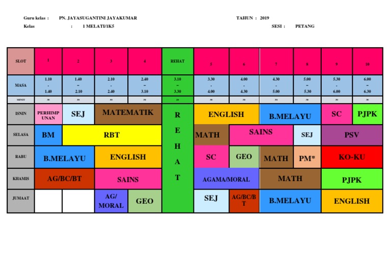 Jadual Waktu Kelas | PDF