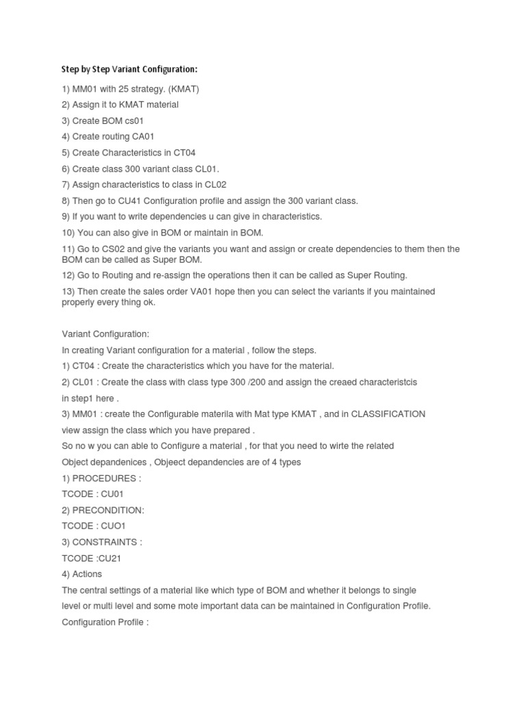 SAP Variant Configuration | PDF | Areas Of Computer Science | Computing