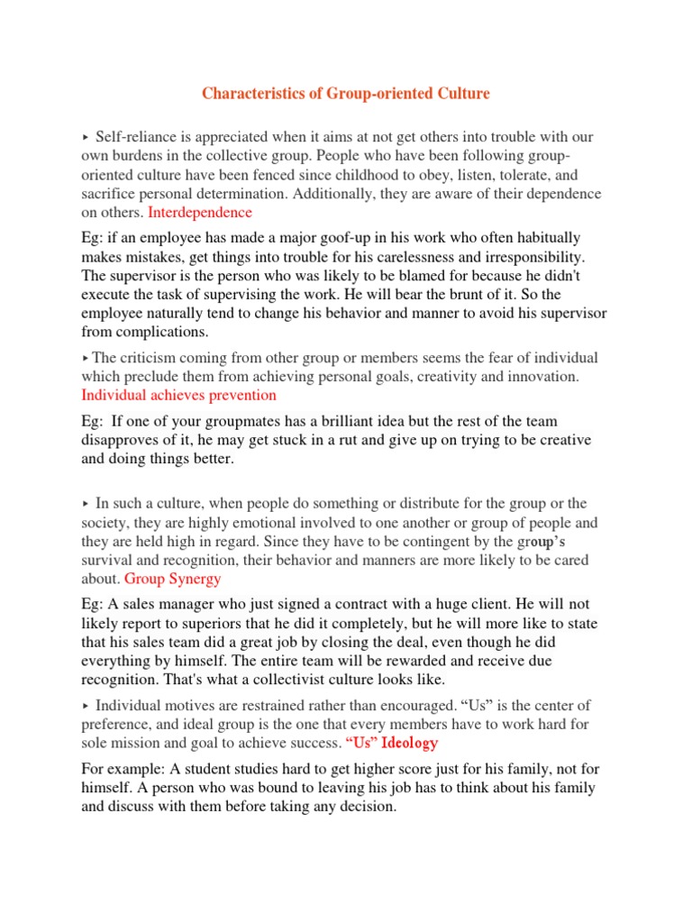 Characteristics of Group | PDF | Collectivism | Psychological Concepts