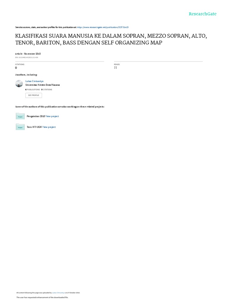 Klasifikasi Suara Manusia Ke Dalam Sopran Mezzo So | PDF