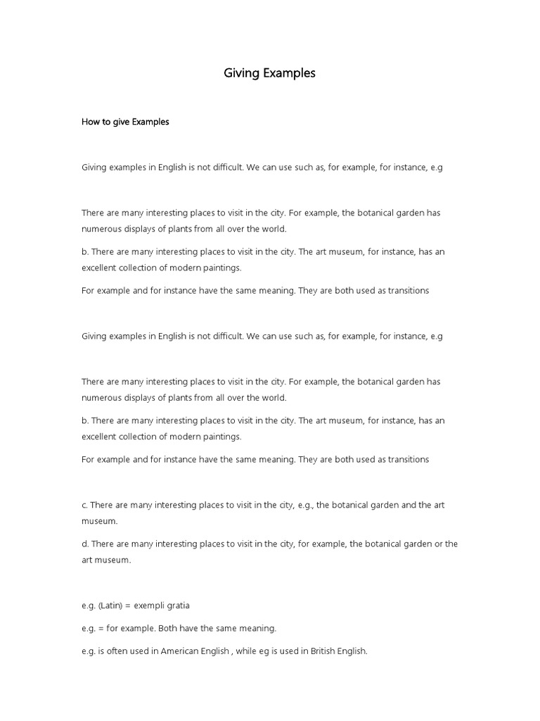 Giving Examples | PDF | Clothing