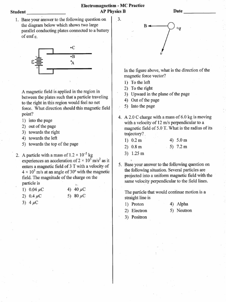 Electromagnetism Practice MC PDF | PDF