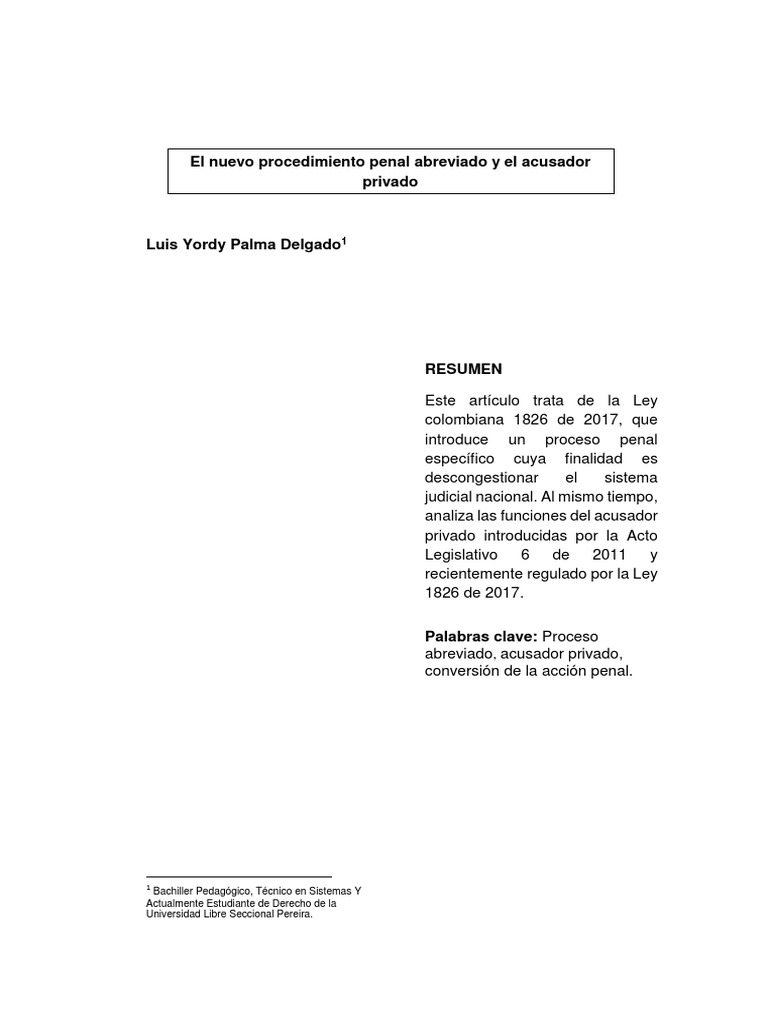 Proceso Penal Abreviado en Colombia | PDF | Derecho penal | Ley procesal