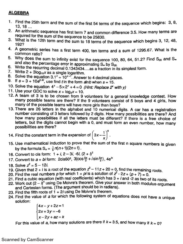 Algebra Worksheets | PDF | Logarithm | Algebra