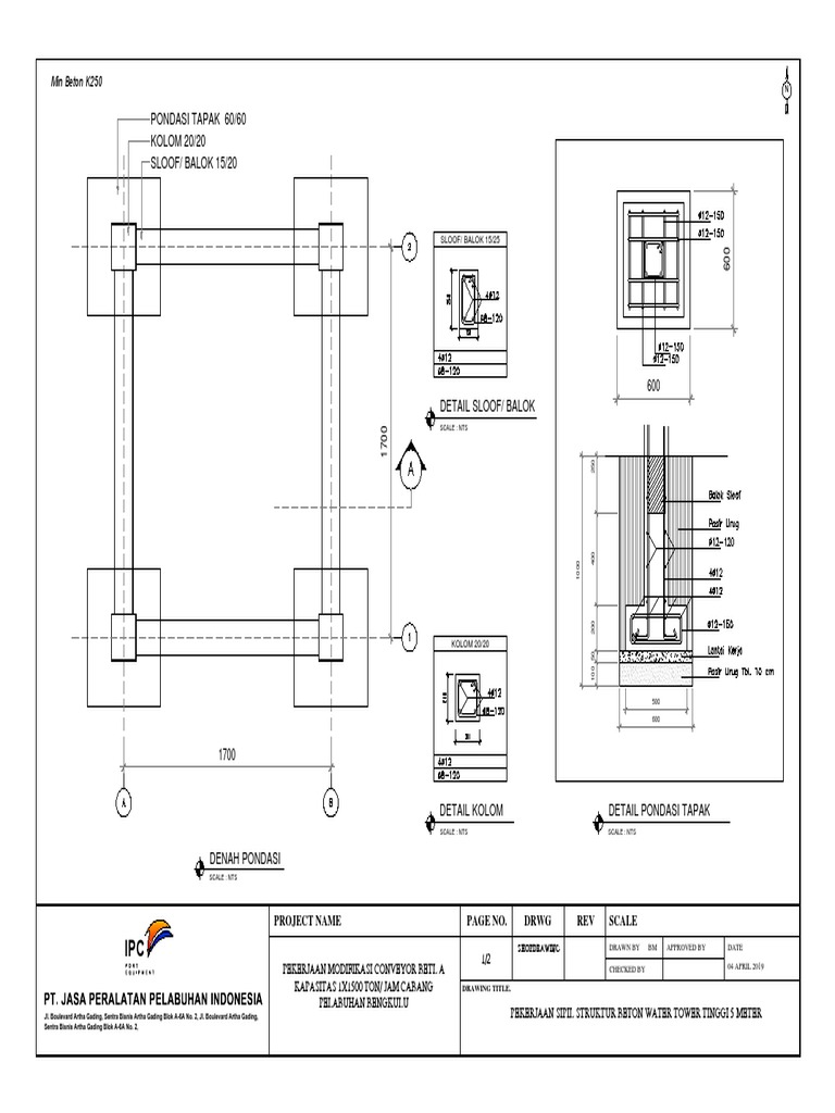 Detail Pondasi Genset dan Water Tower | PDF