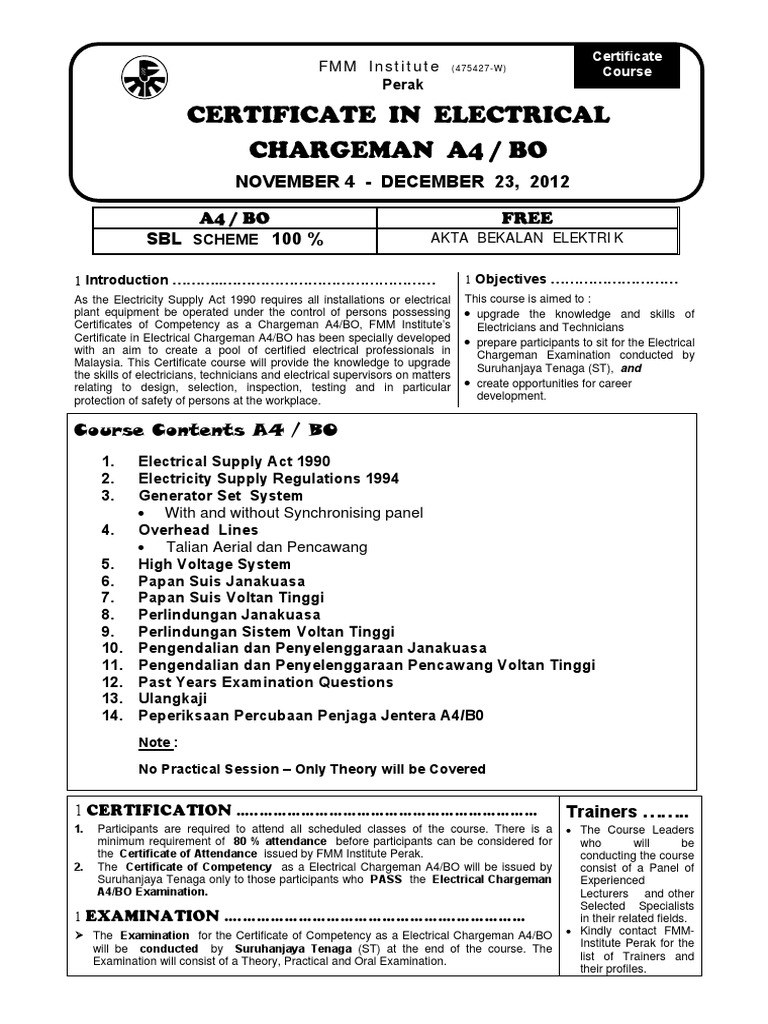 Electrical Chargeman Certificate | PDF | Electrician | Business