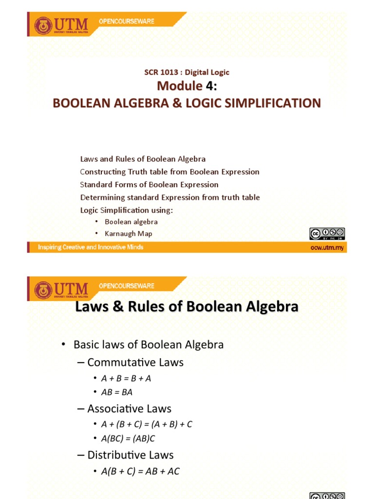 m4 Boolean Algebra | Download Free PDF | Boolean Algebra | Teaching ...