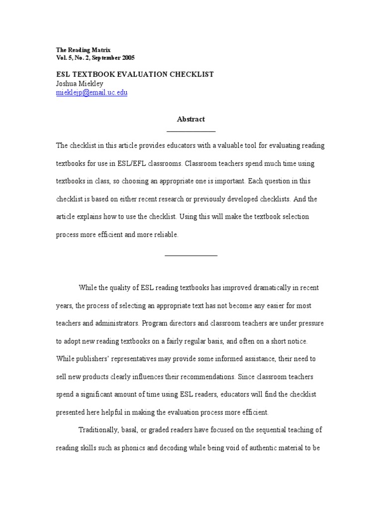 Reading Matrix | PDF | English As A Second Or Foreign Language ...