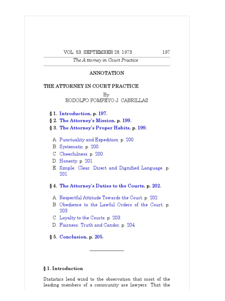 Annotation The Attorney in Court Practice | PDF | Lawyer | Practice Of Law