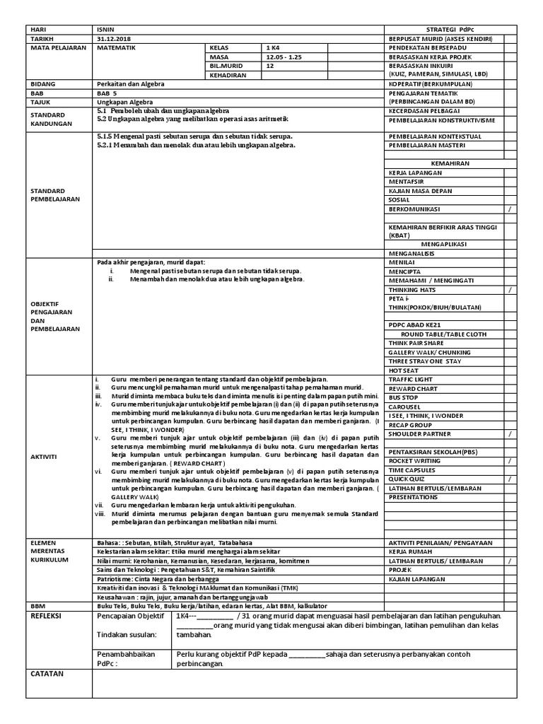 Contoh RPH Pak21 | PDF