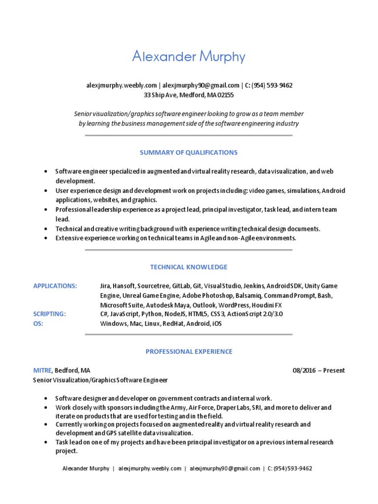 Alexander Murphy Resume | PDF | Application Software | Java Script