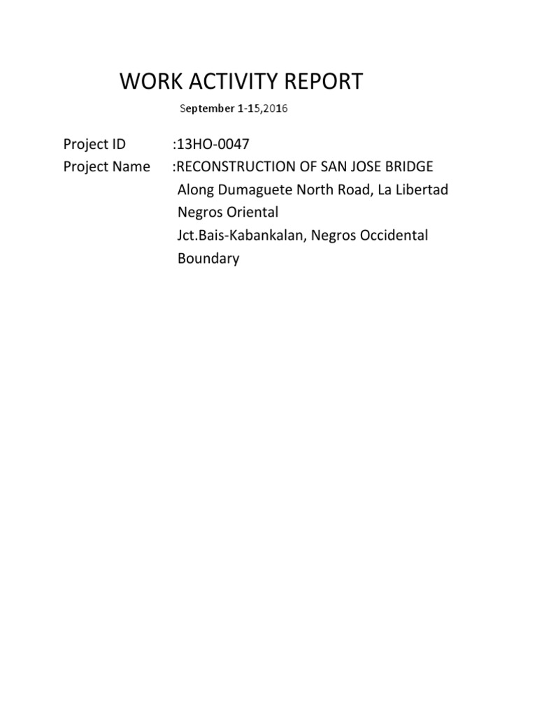 Work Activity Report | PDF | Civil Engineering | Transport Infrastructure