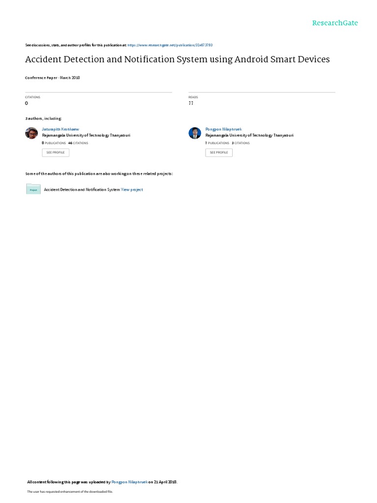 Accident Detection and Notification System Using Android Smart Devices | PDF | Smartphone | Json