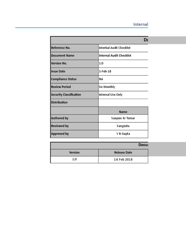 Internal Audit Checklist for Security Compliance | PDF | Information ...