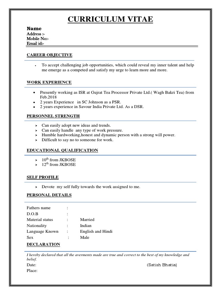 Curriculum Vitae: Career Objective | PDF | Behavior Modification | Cognition