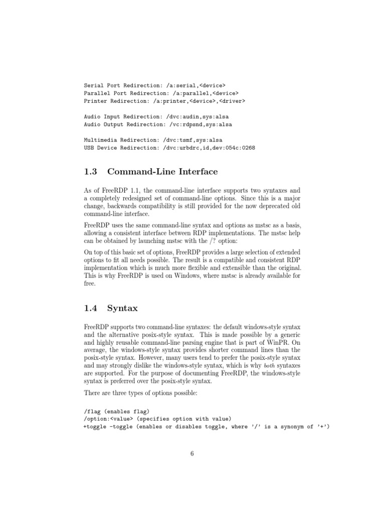 FreeRDP Command-Line Redirection Guide | PDF