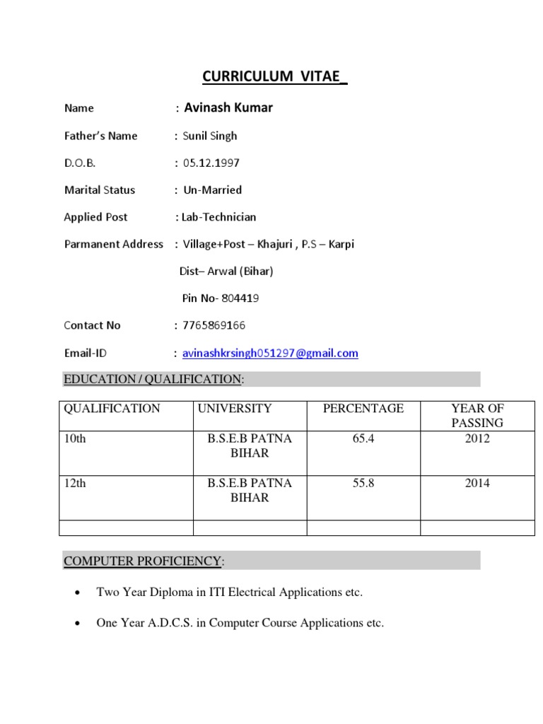 Curriculum Vitae - : Avinash Kumar | PDF | Building Engineering | Materials